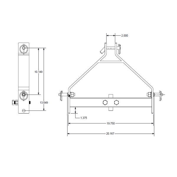 IMPACT IMPLEMENTS™ Three-Point Adapter to Sleeve Hitch